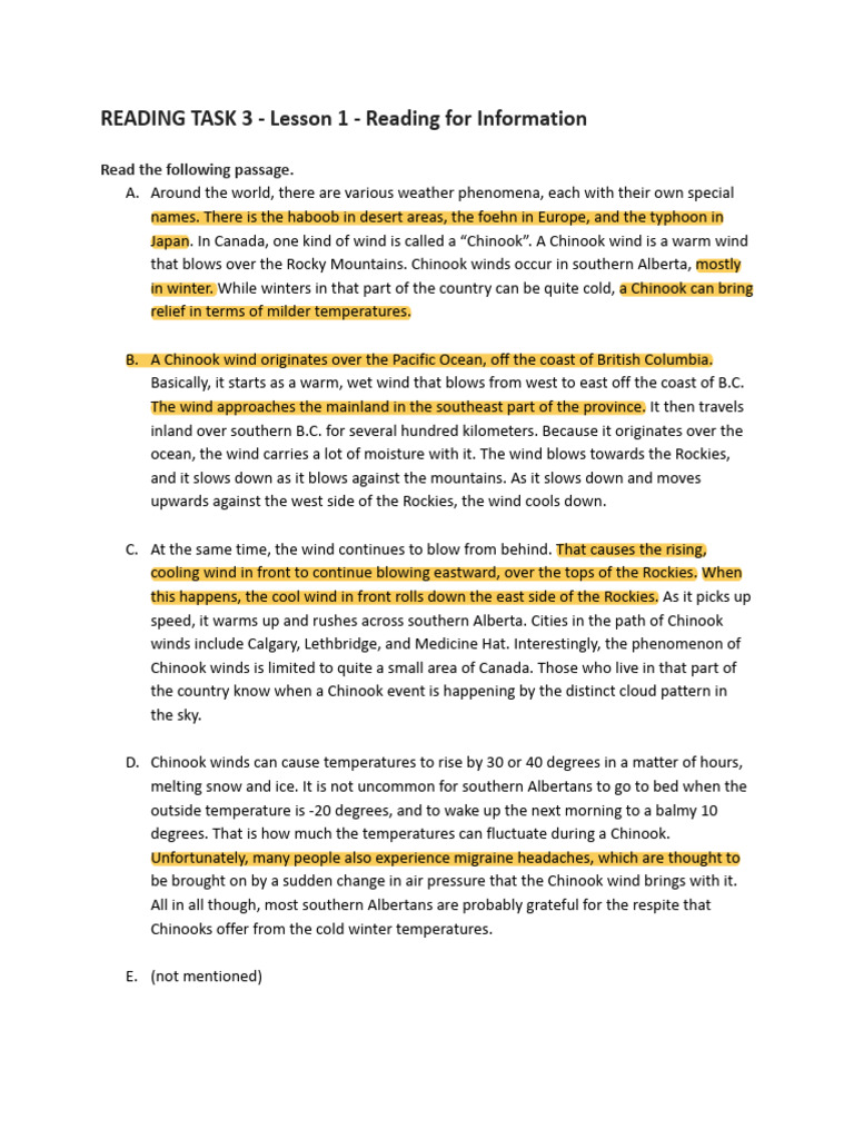 READING TASK 3 - Group 1 - Reading For Information | PDF | Wound | Earth Phenomena