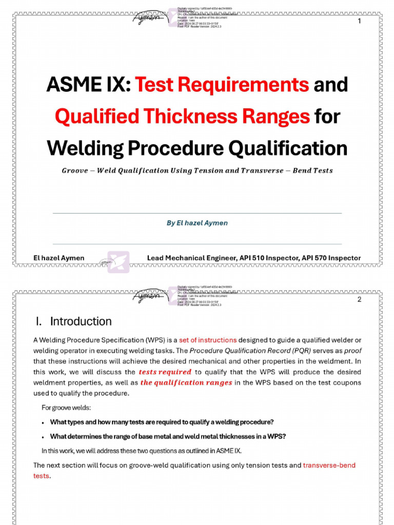 ASME IX Welder Qualification Details | PDF