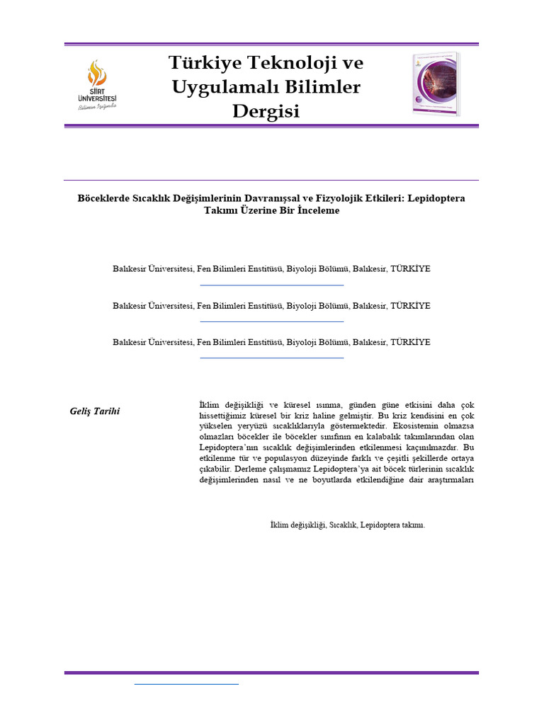B - Ceklerde S - Cakl - K de - I - Imlerinin Davran - Sal Ve Fizyolojik Etkileri - Lepidoptera ...