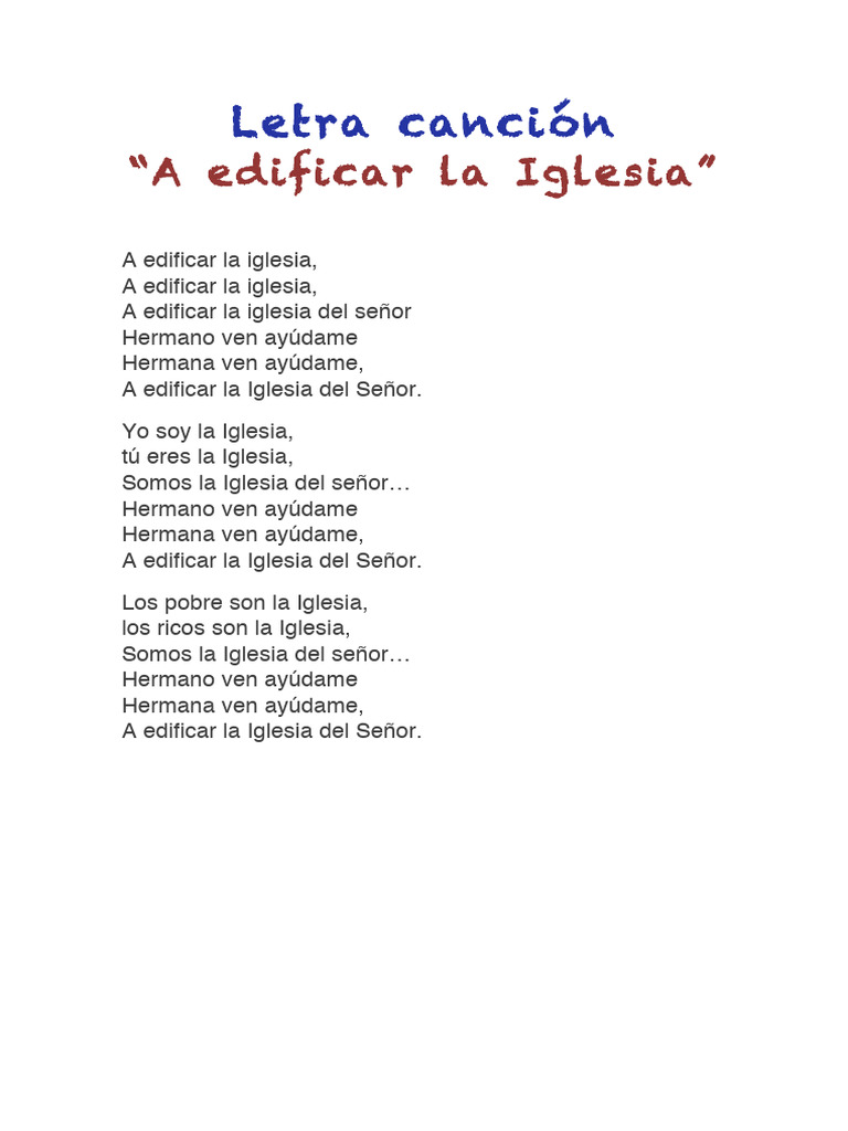 Letra de "A Edificar la Iglesia" | PDF