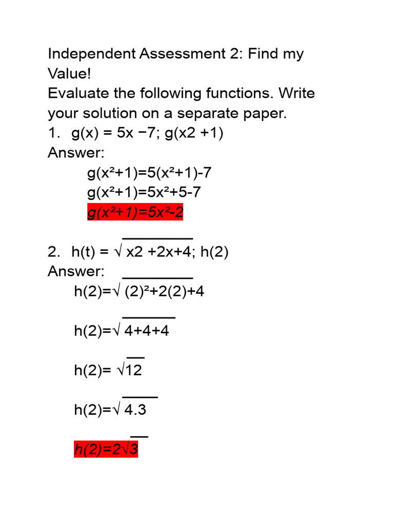 Independent Assessment 2 - Find My Value | PDF