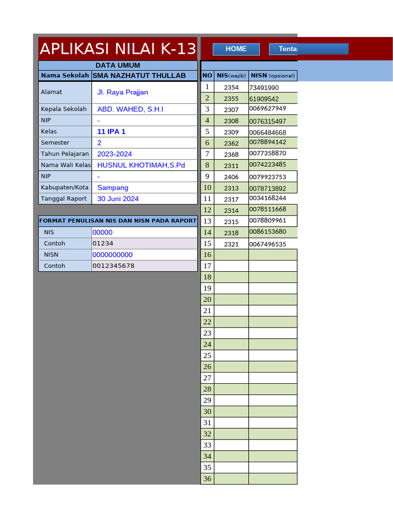 Raport Kelas XI-A Genap (2023-2024) | PDF