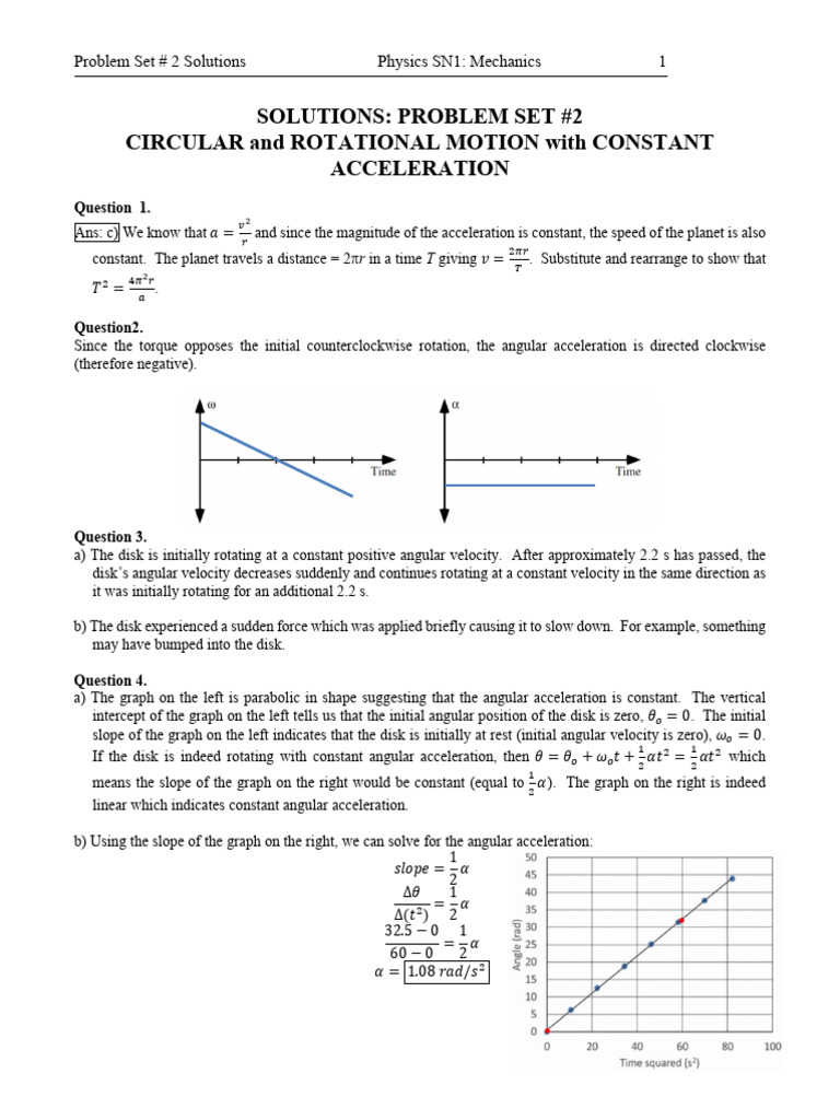 SN1_ps_2_Solutions | PDF | Acceleration | Rotation