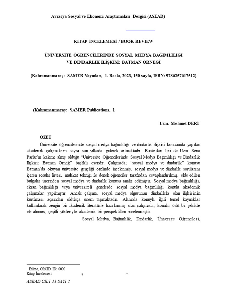 N - Vers - Te - Renc - Ler - Nde Sosyal Medya Ba - Imlili - I Ve D - Ndarlik - L - K - S ...