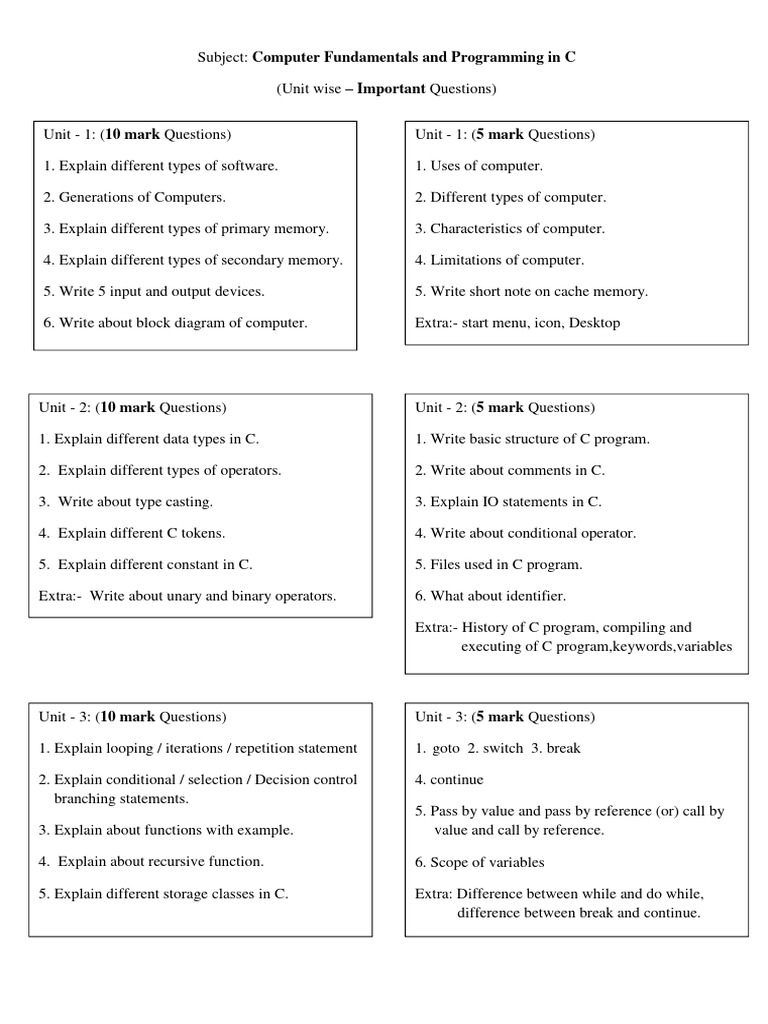 Important Questions 1 | PDF | Pointer (Computer Programming) | Computer ... Important Questions 1 | PDF | Pointer (Computer Programming) | Computer ...
