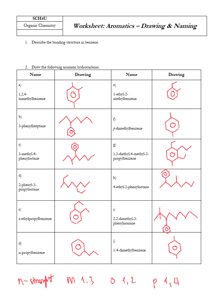 3a - Aromatic - Drawing & Naming - Worksheet | PDF | Aromaticity | Toluene