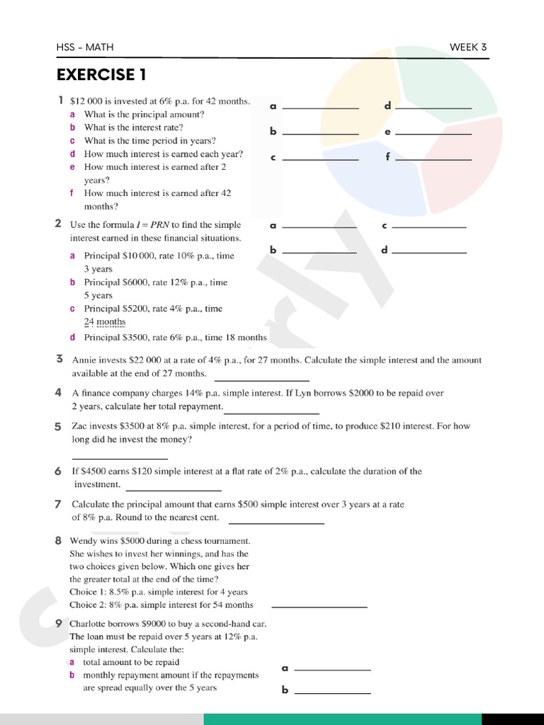 HSS Math Week 3 Exercises Overview | PDF