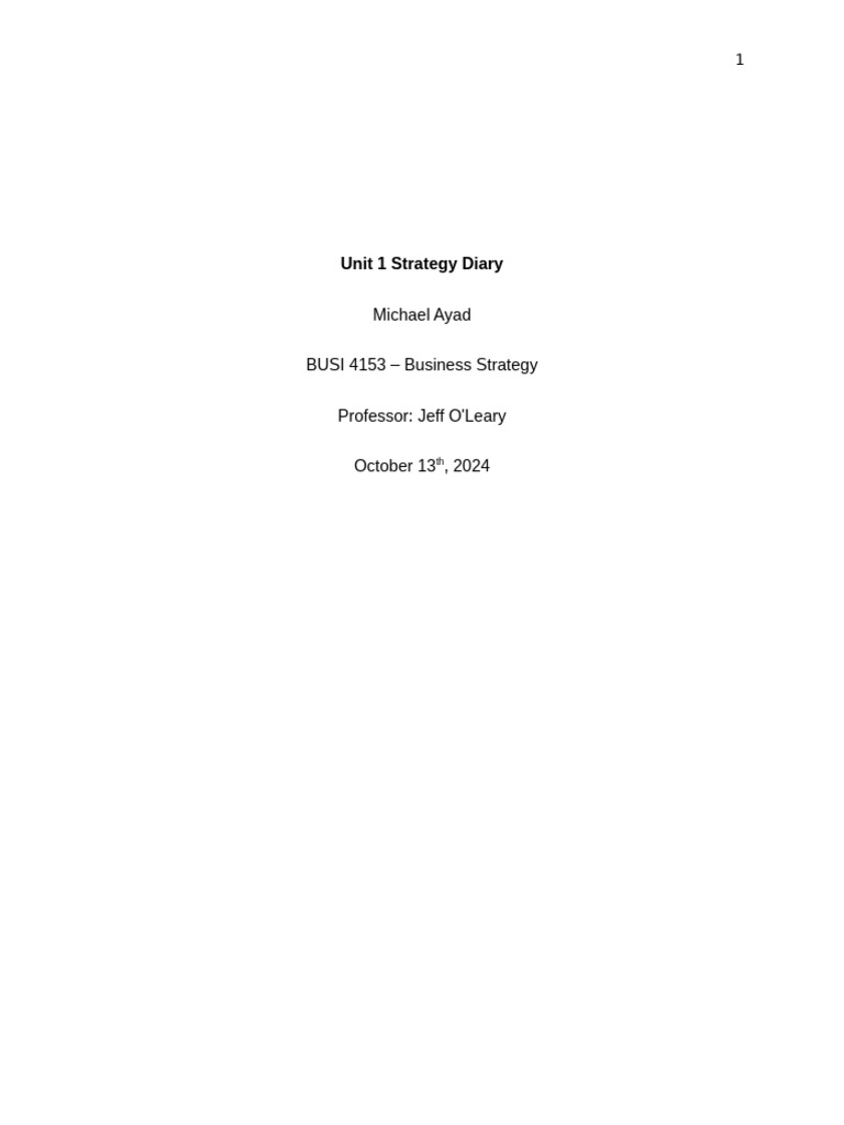 Unit 1 Strategy Diary | PDF