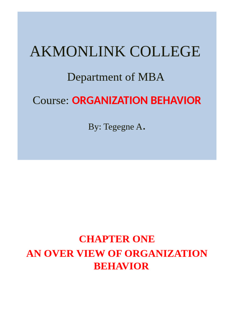 OB-chapter one | PDF | Organizational Behavior | Justice