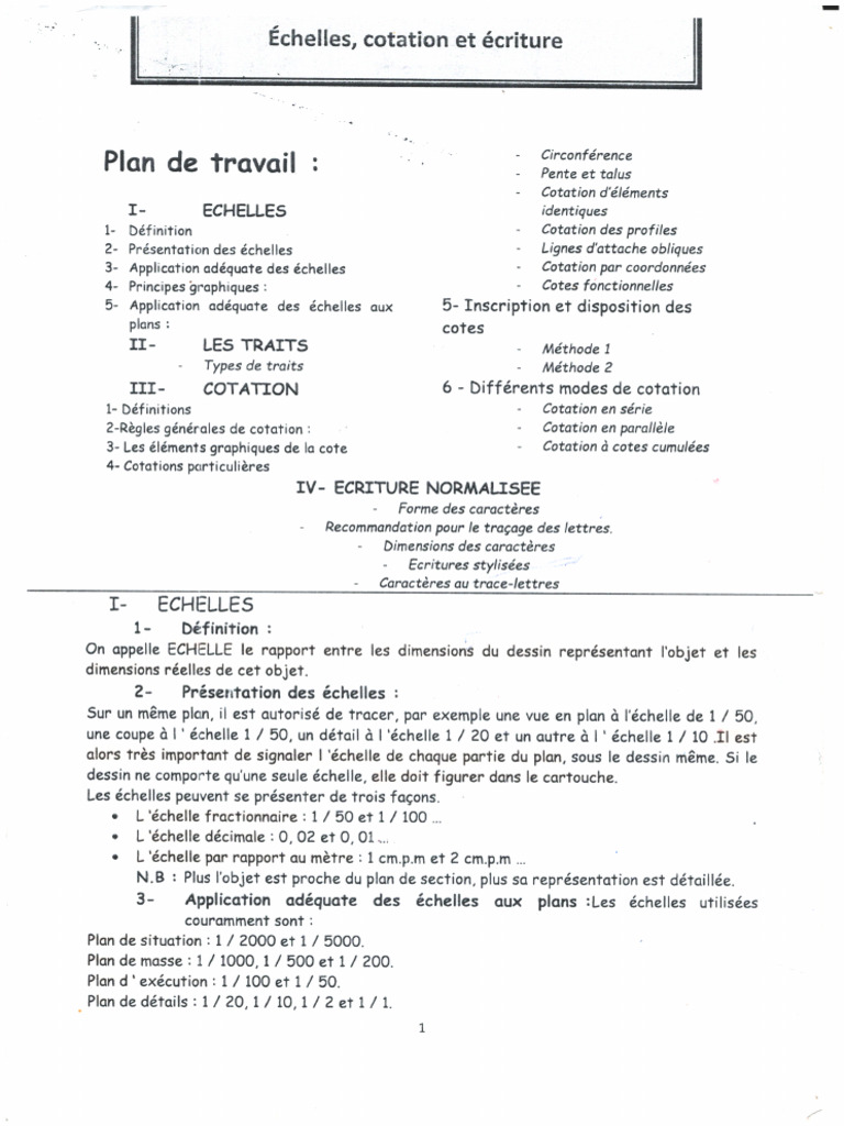 Cours Dessin D'architecture Échelle Cotation Écriture | PDF