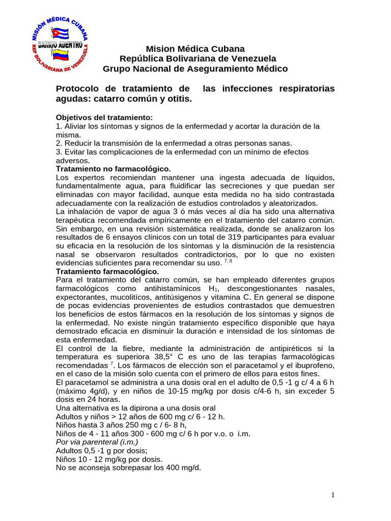 Protocolo Catarro Comun y Otitis 091139 | PDF | Resfriado comun | Ensayo clínico
