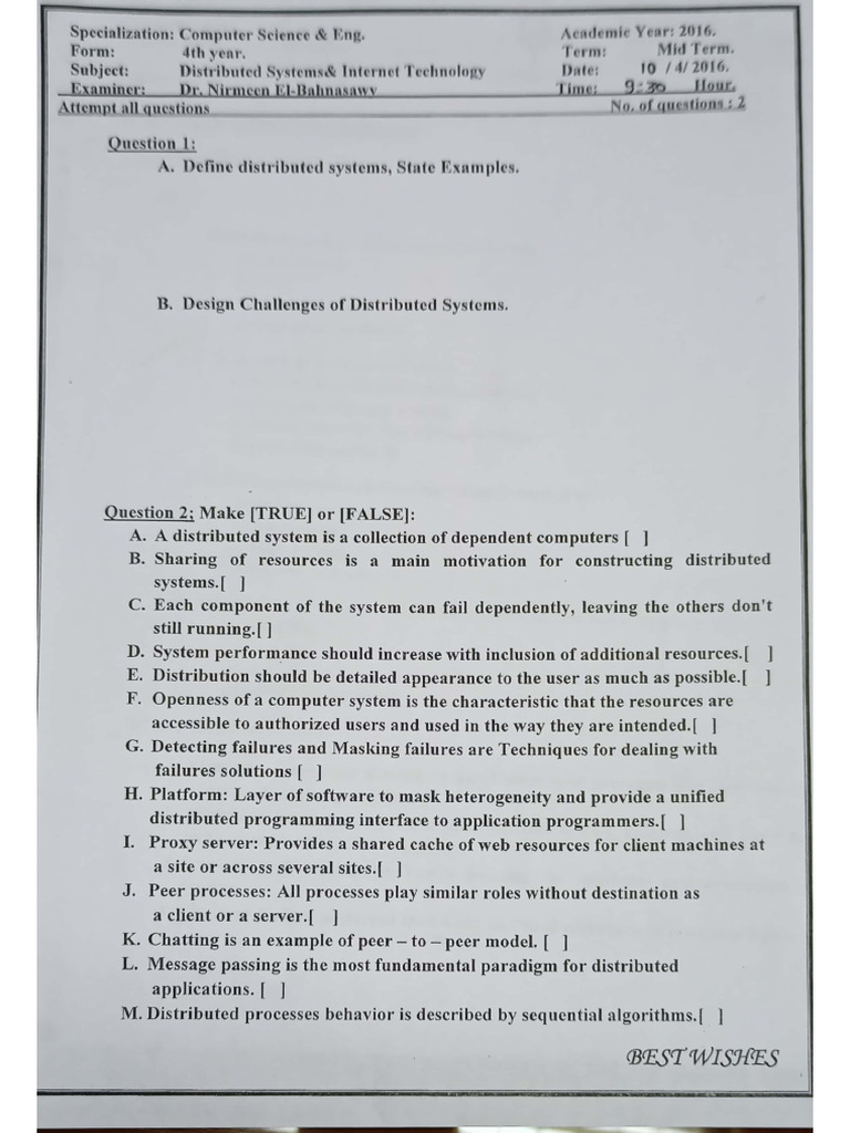 Exams Distributed Systems | PDF