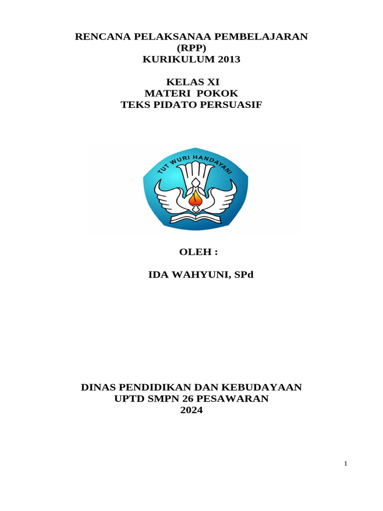 RPP Ida Pidato Persuasif PPG PDF | PDF | Karier & Perkembangan | Sains & Matematika