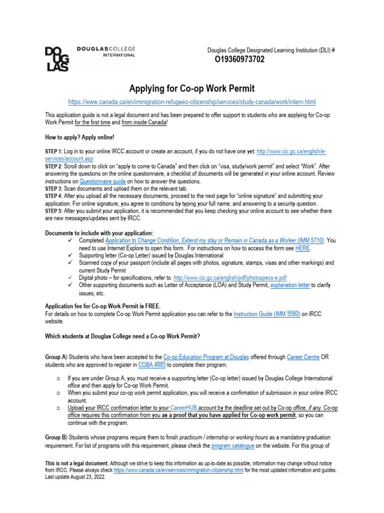 Applying For Co-Op Work Permit - General Guide - (Updated July 22, 2021 ...