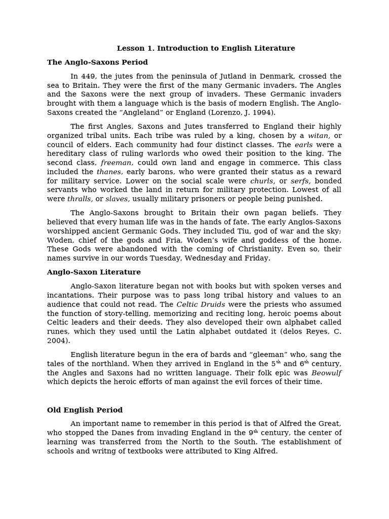 English Literature History Kennings | PDF | Anglo Saxons | Romanticism