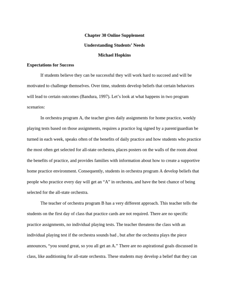 Ch. 30 Supplement. Hopkins. Understanding Students Needs | PDF | Social ...