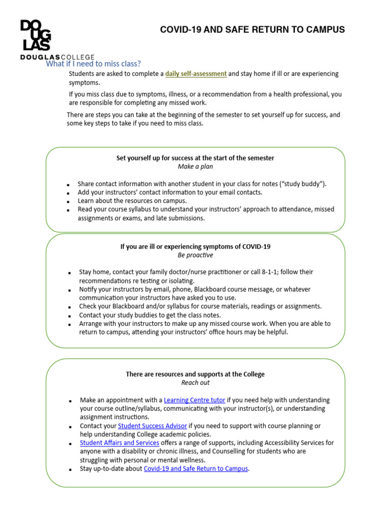 Missed Class Process - Student Handout | PDF | Health Care