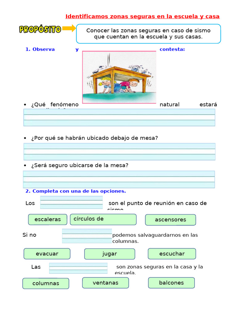 Ficha Personal - Identificamos Las Zonas Seguras en Nuestra Escuela y ...