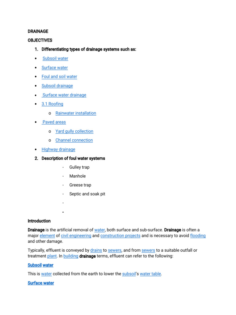Types of Drainage Systems Explained | PDF