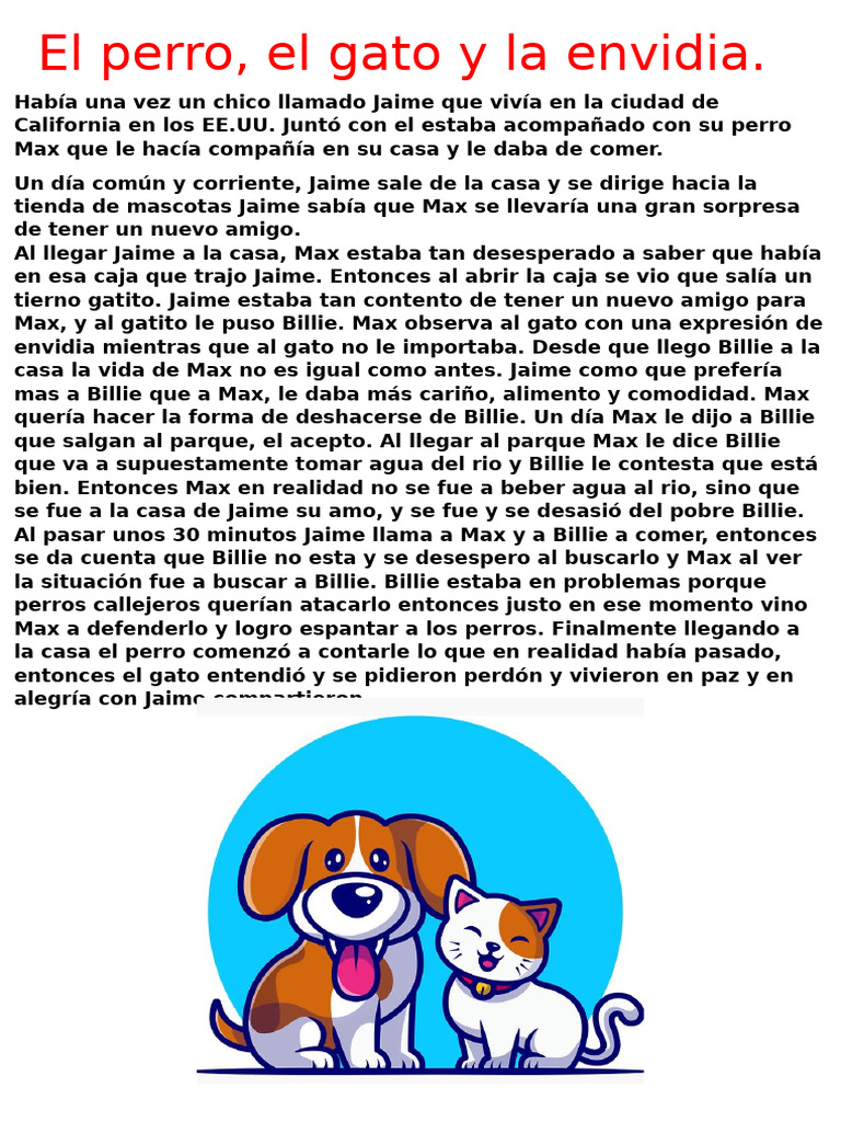 El perro y el gato: amistad y envidia | PDF