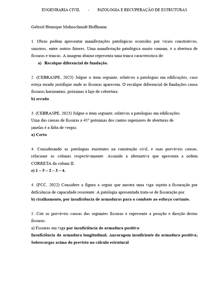 Atividade 3 - Gabriel Hoffmann | PDF | Concreto | Cimento