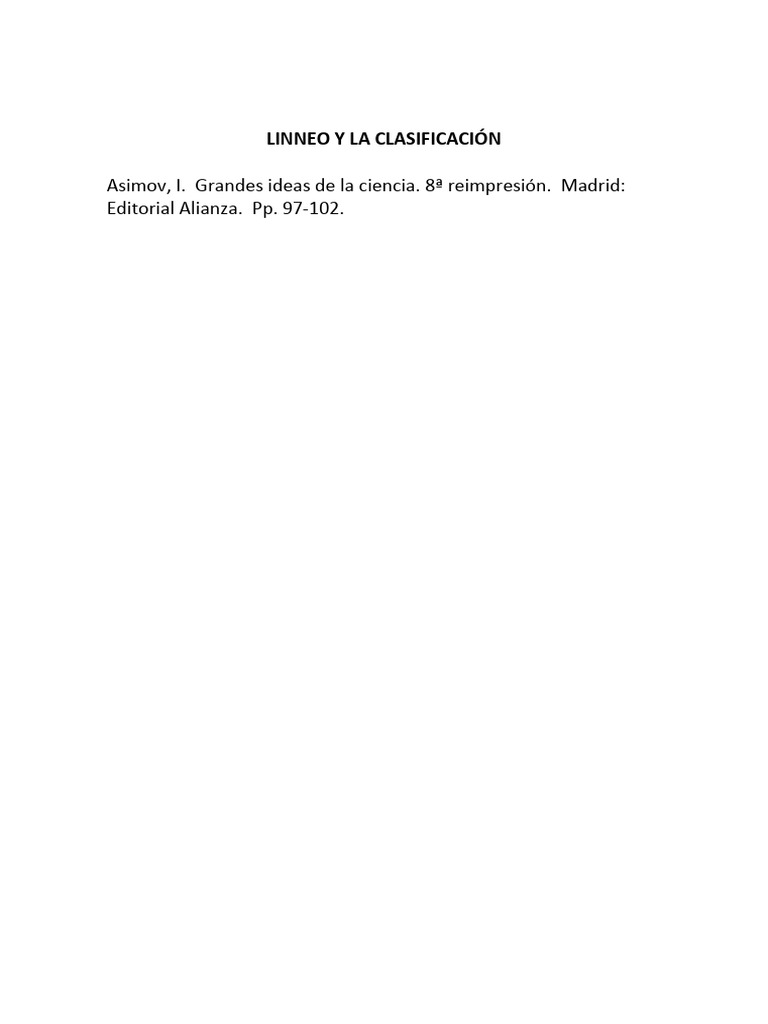 Linneo y La Clasificación | PDF