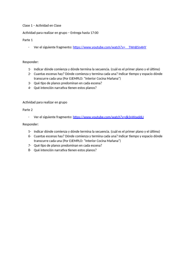 Clase 1 Trabajo | PDF | Artes del Lenguaje y Comunicación