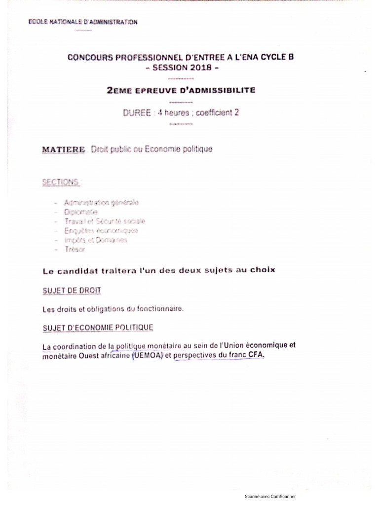 Sujets Concours ENA | PDF