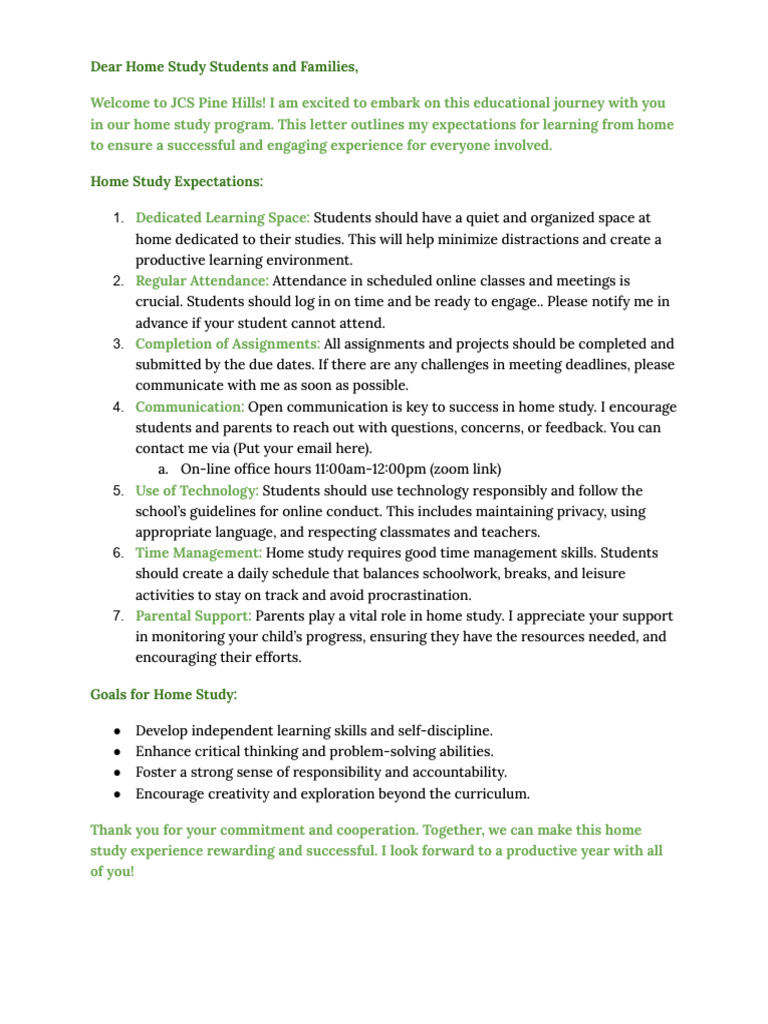 EF Expectations Letter (1) | PDF