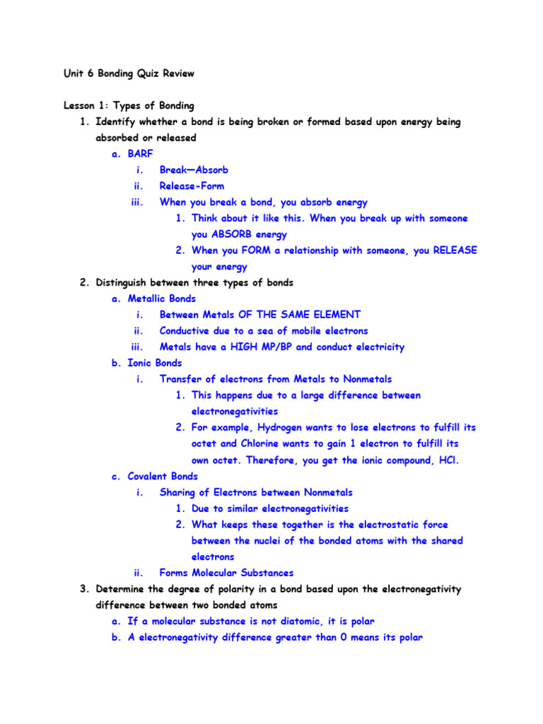 Unit 6 Bonding | PDF | Chemical Bond | Ionic Bonding