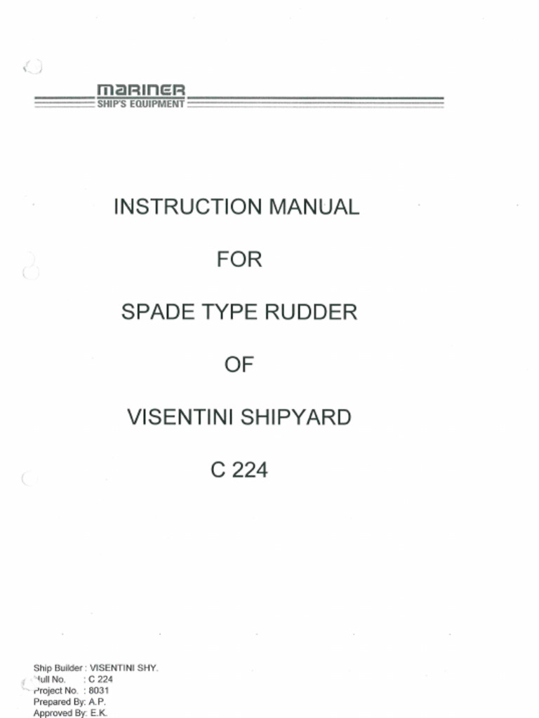0 Instruction Manual Fof Spade Tupe Rudder - List | PDF
