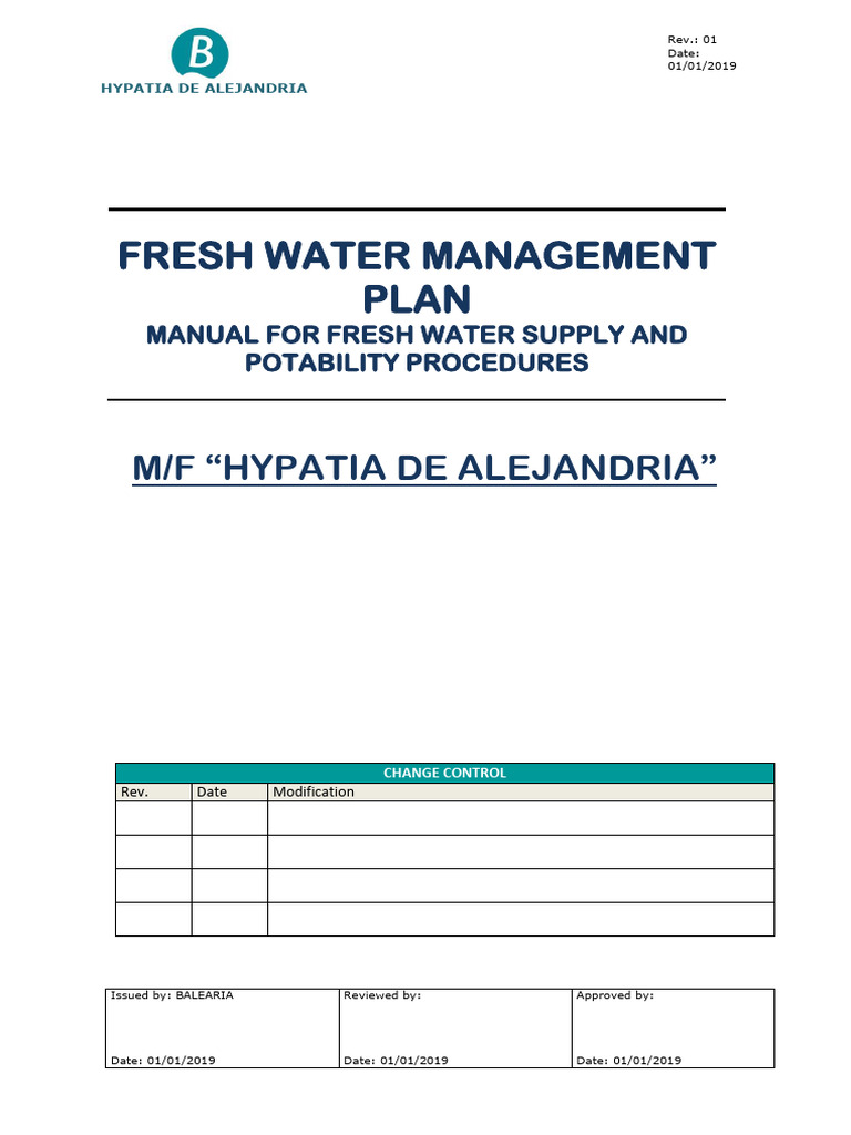 Fresh Water Management Plan Manual | PDF | Water Purification | Water