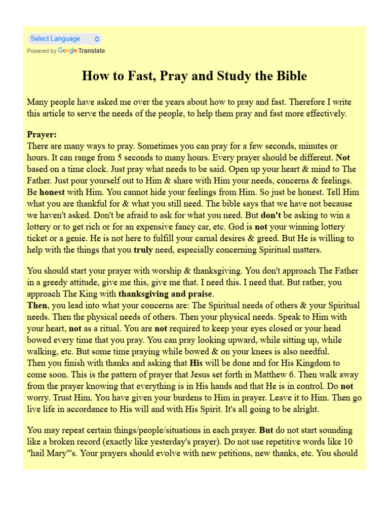 How To Effectively Fast, Pray and Study The Bible That Jesus May Hear ...