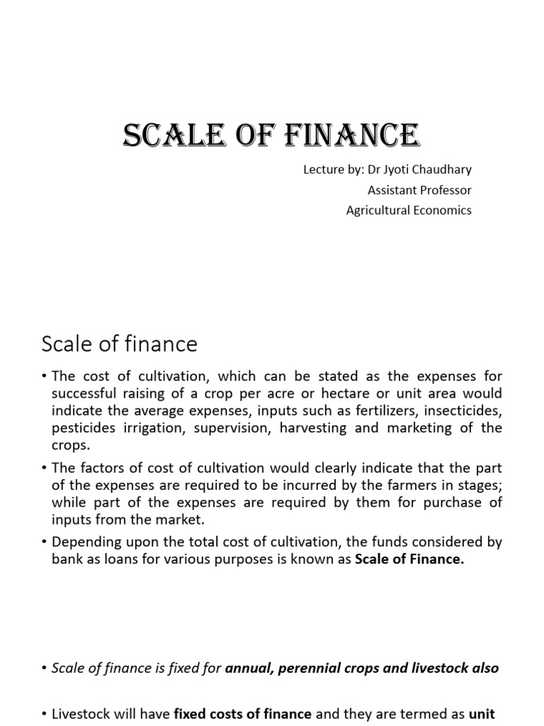 Scale of Finance.1 | PDF | Agriculture | Livestock
