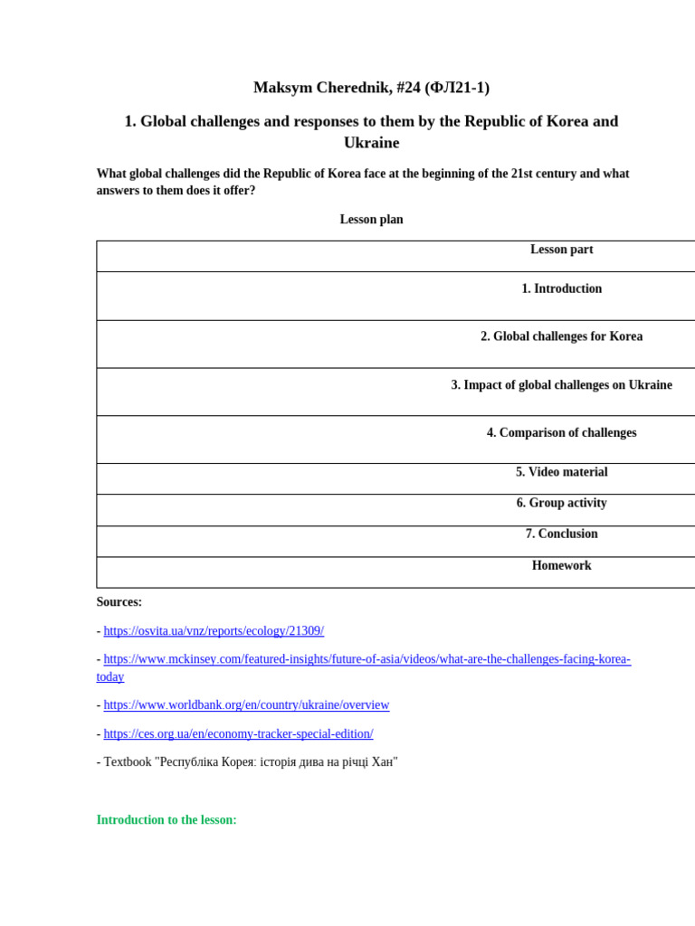 과제 Assignment 2 - #24 Cherednik. | PDF | South Korea | World Politics