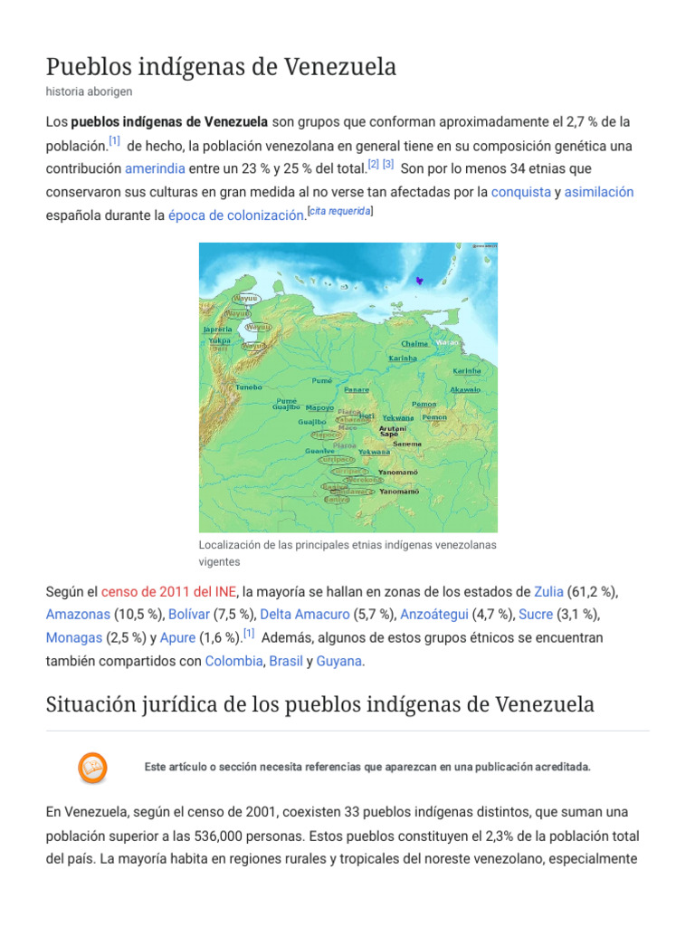 Pueblos Indígenas de Venezuela - Wikipedia, La Enciclopedia Libre | PDF ...