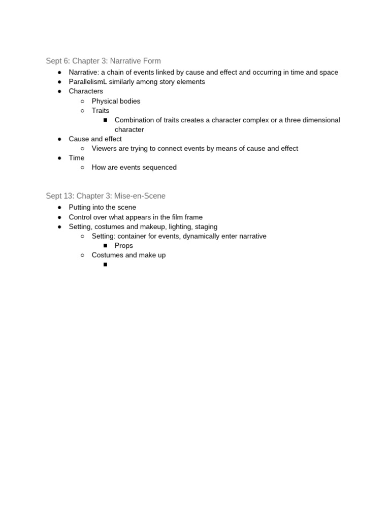 Narrative Form & Mise-en-Scene Basics | PDF