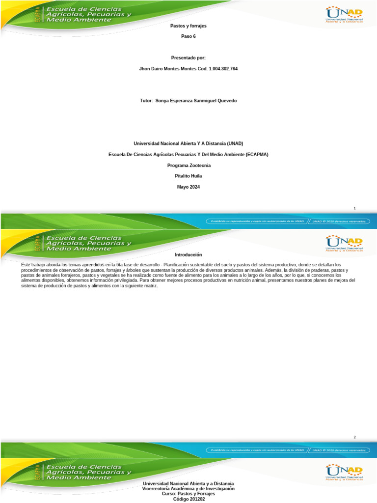 Anexo 2 - Paso 6 - Planificación Suelos y Praderas Sostenibles - Jhon Dairo | PDF | Pasto | Suelo
