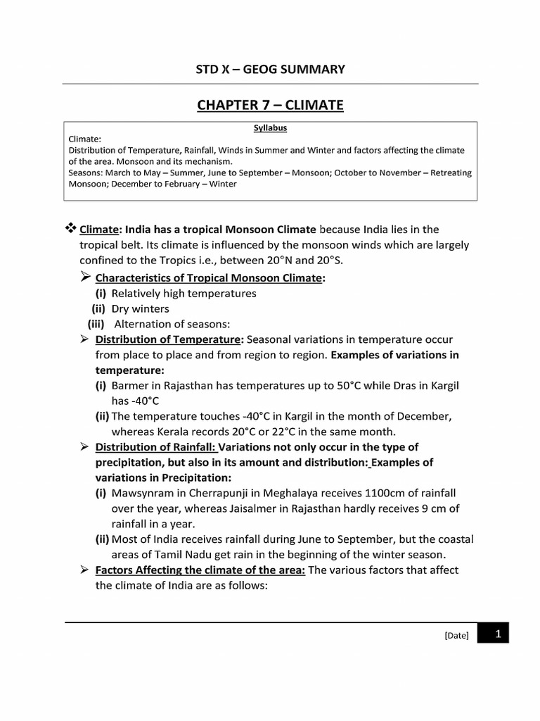 Climate Short Notes | PDF