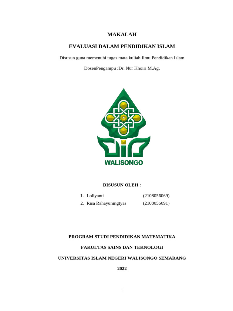 Makalah Kel.9 - Evaluasi Pendidikan Islam - IPI | PDF