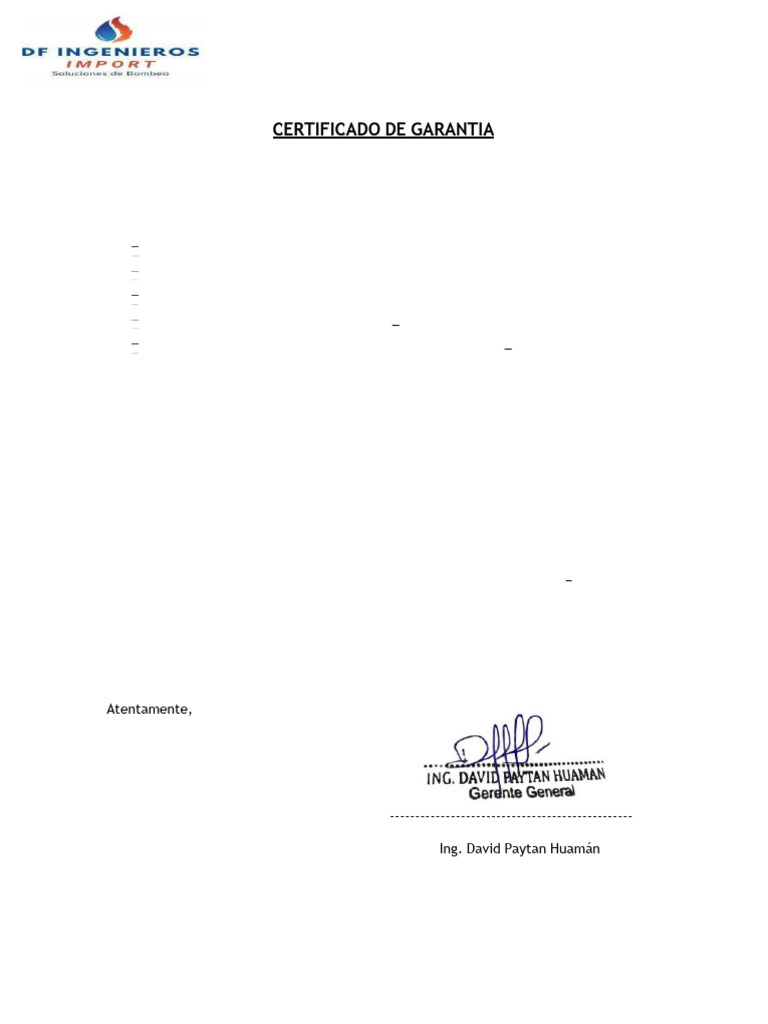 Carta de Garantia Aci y Sumidero Proyecto Balboa | PDF