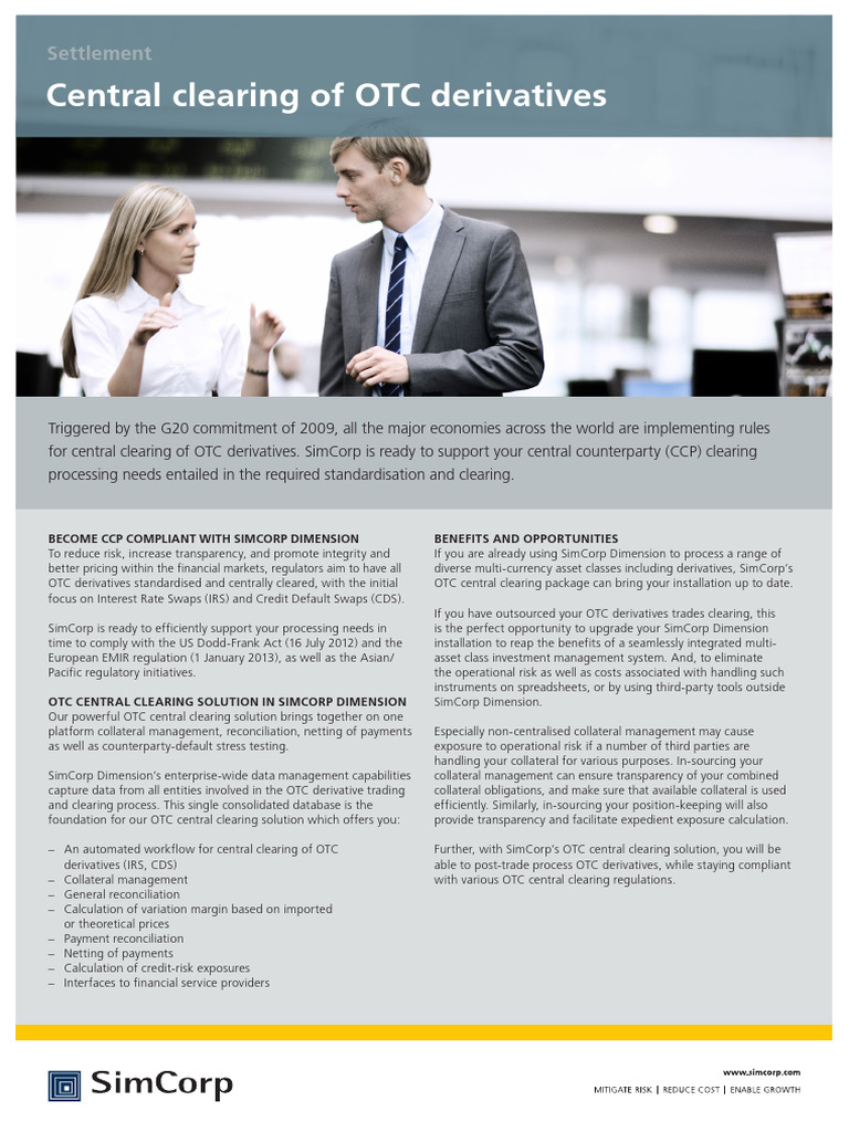 Central Clearing of OTC Derivatives Fact Sheet | PDF | Derivative ...