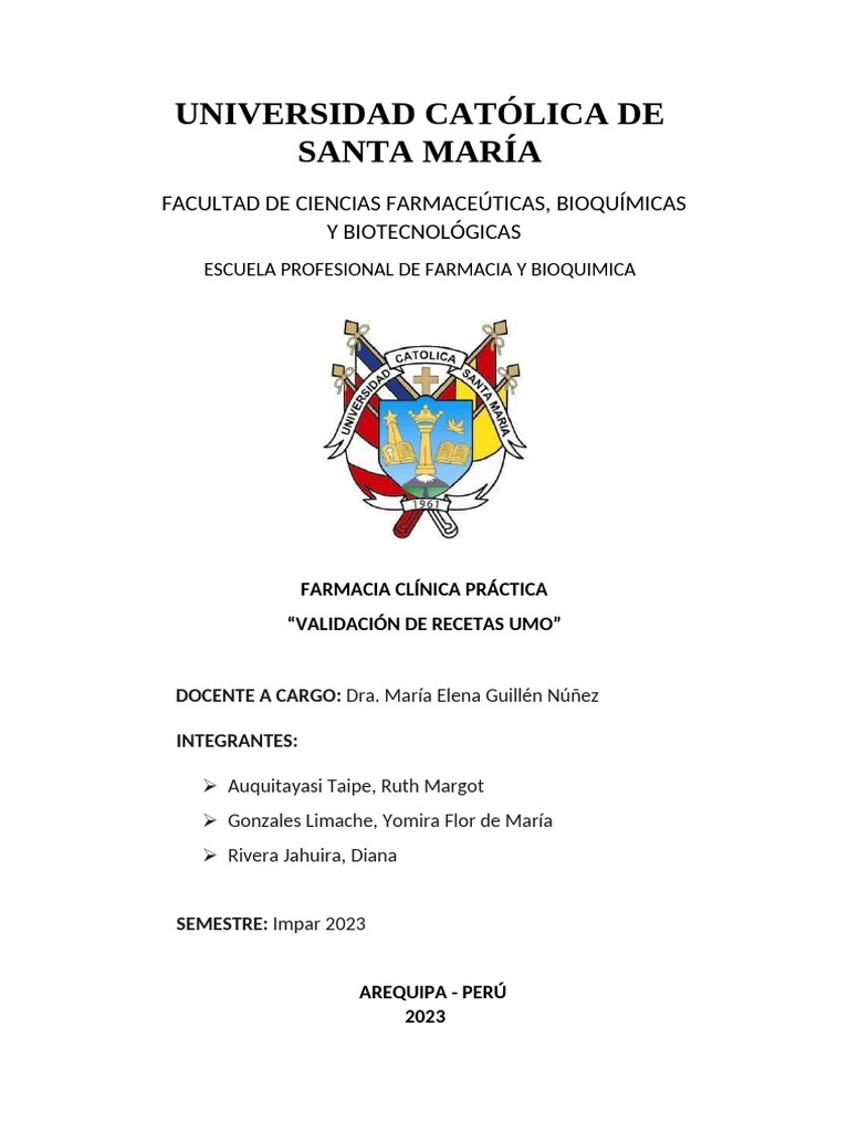 Validación de Recetas Umo | PDF | Medicamentos con receta | Farmacia