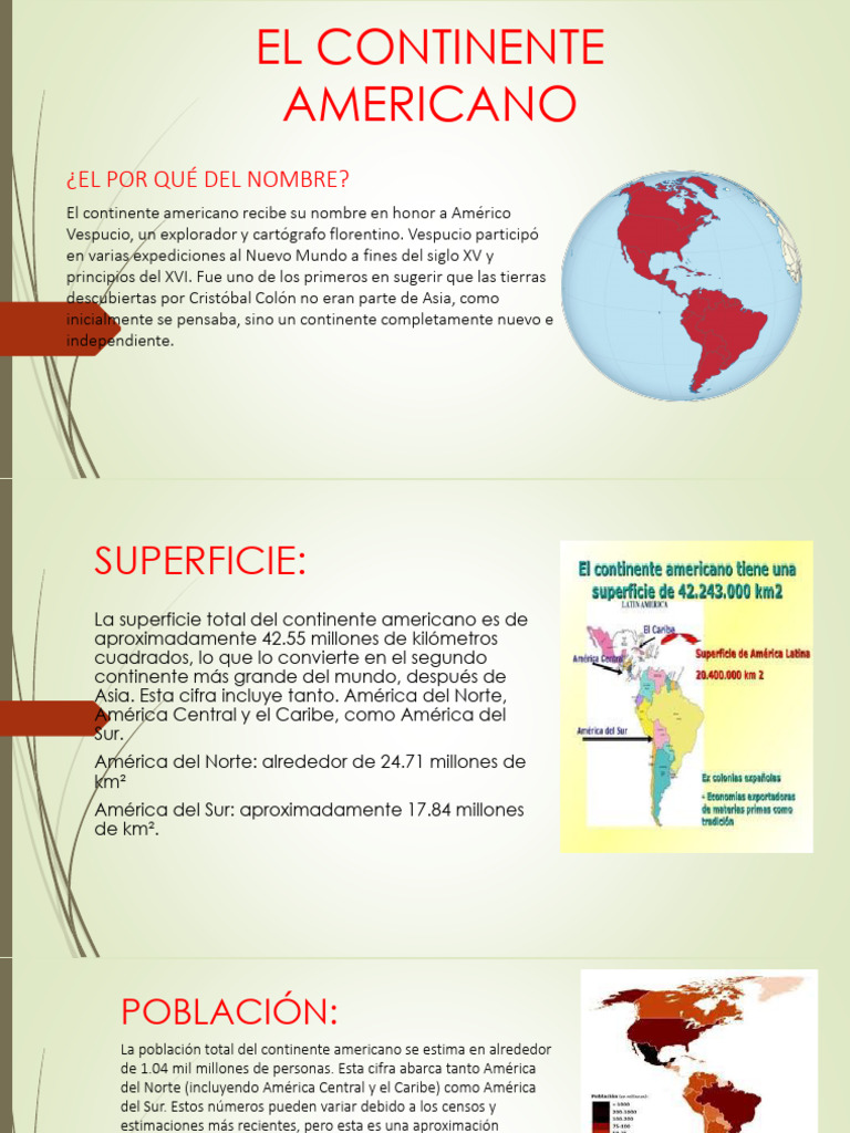 Superficie y datos del continente americano | PDF | Américas | America ...