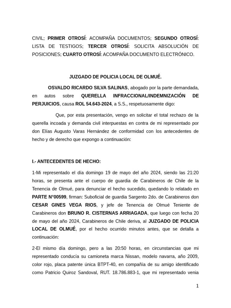 Contestacion Querella | PDF | Ley procesal | Justicia