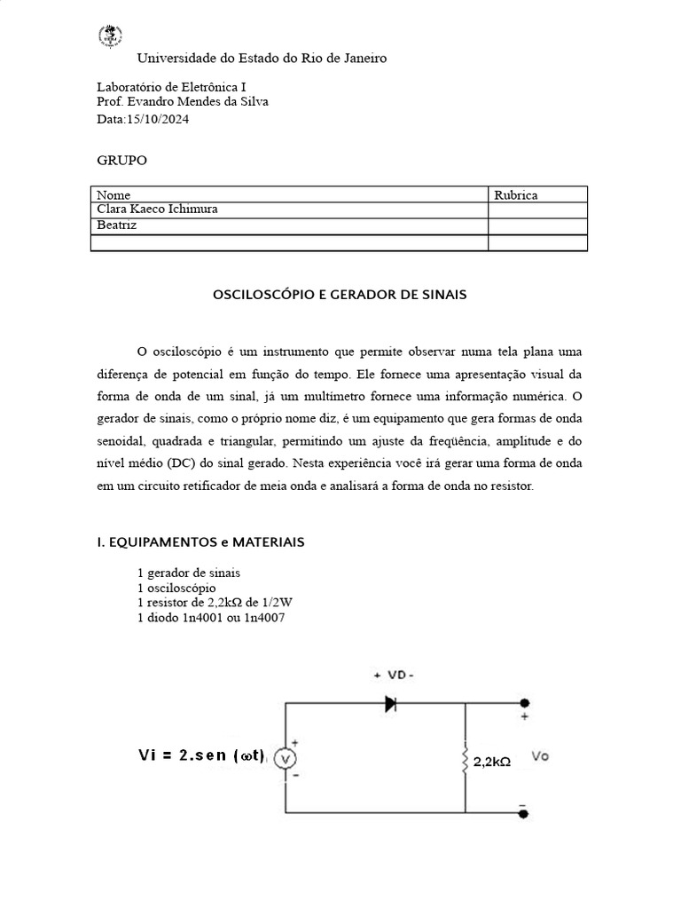 Relatório Lab 4 (4) | PDF | Diodo | Rede elétrica