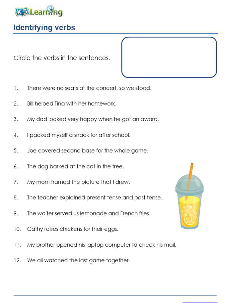 Grade 3 Verbs Identification Worksheet | PDF