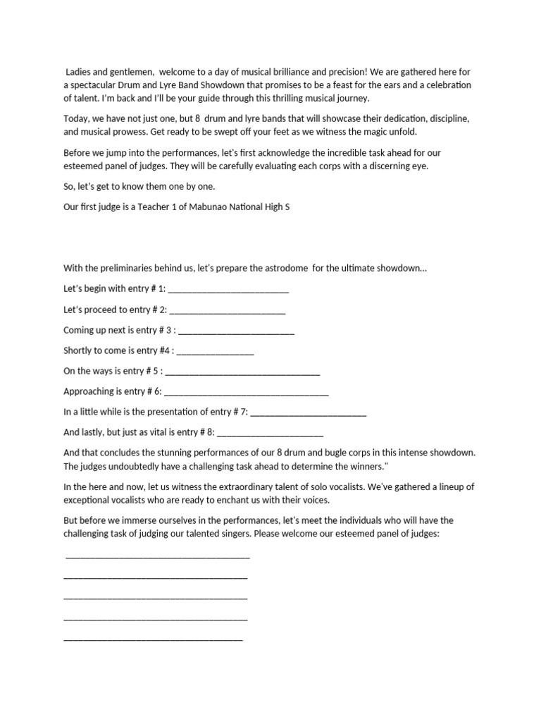 Emcee Script District Meet Contests | PDF | Sports | Beauty