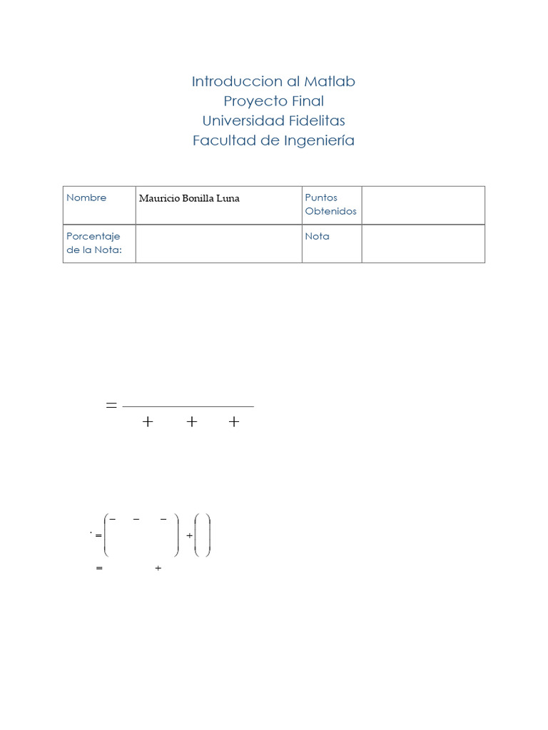 Examen Final Intro Al Matlab | PDF