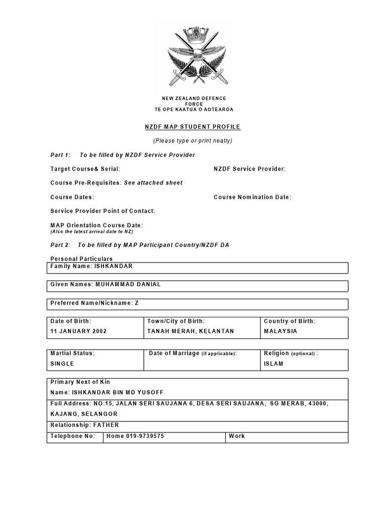 Revised MAP Student Profile Forms | PDF